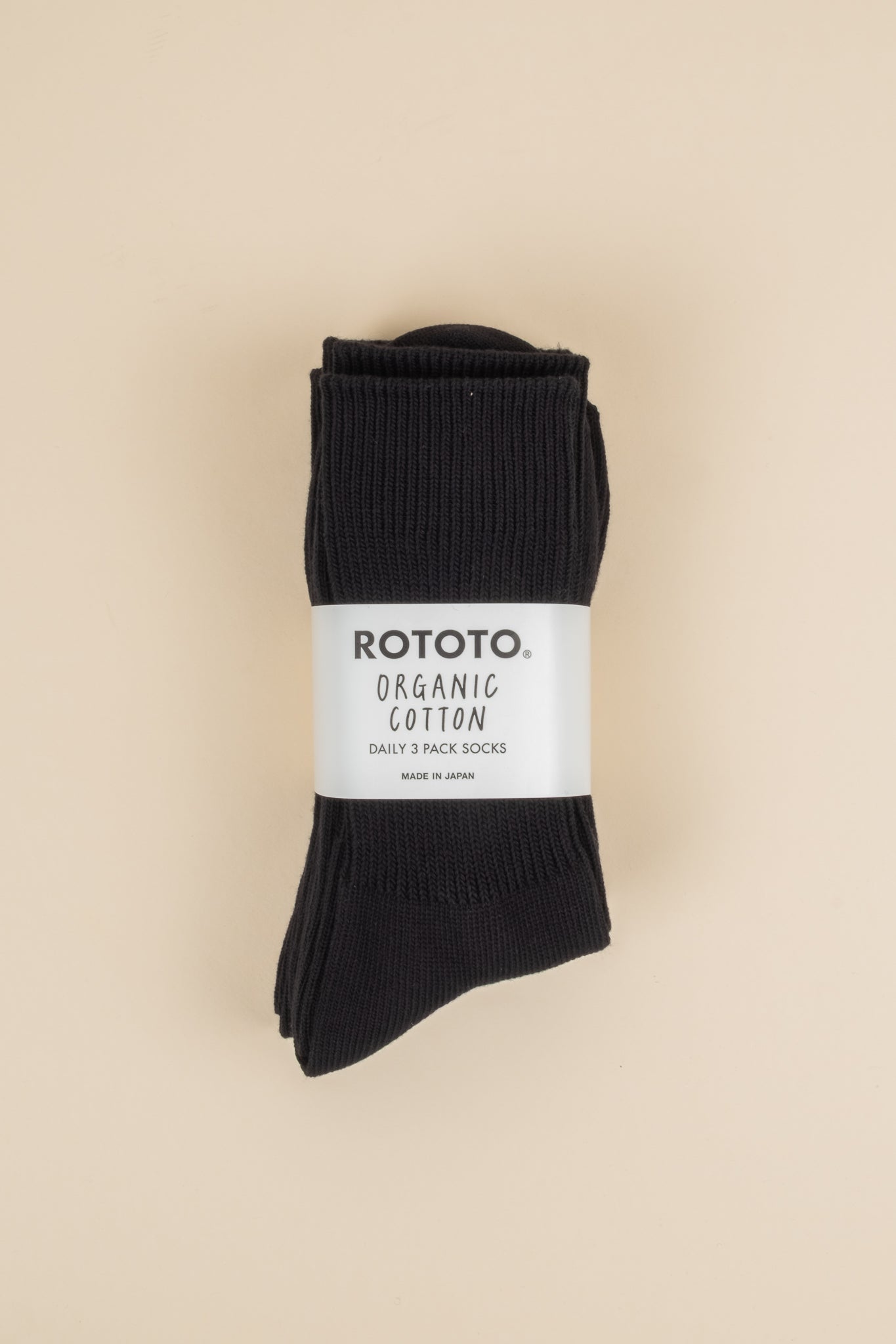 ROTOTO 3-Pack Organic Daily Ribbed Crew Sock - Black – Circle of ...